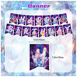 Crystal Party Supplies Crystal Birthday Party Decorations Includes Crystal Happy Birthday Banner Cake Topper Cupcake Toppers Balloons for Crystal Diamond Birthday Party Geology Decorations