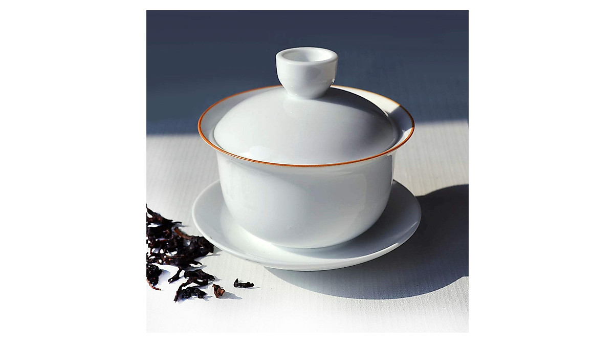 Elegant 7oz Porcelain Gaiwan Set - Jumping Fish Design