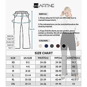 AFITNE Dress Pants for Women Business Casual Stretchy Bootcut Work Office Pants Yoga Dress Slacks High Waisted with Pockets Black-M