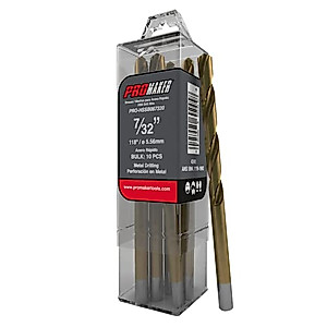 PROMAKER HSS Tip Metal Drill Bits 7/32 inch (10 PCs) for Hard Metal, Steel, Cast Iron, Wood and Plastic 4241 PRO-HSSB067320