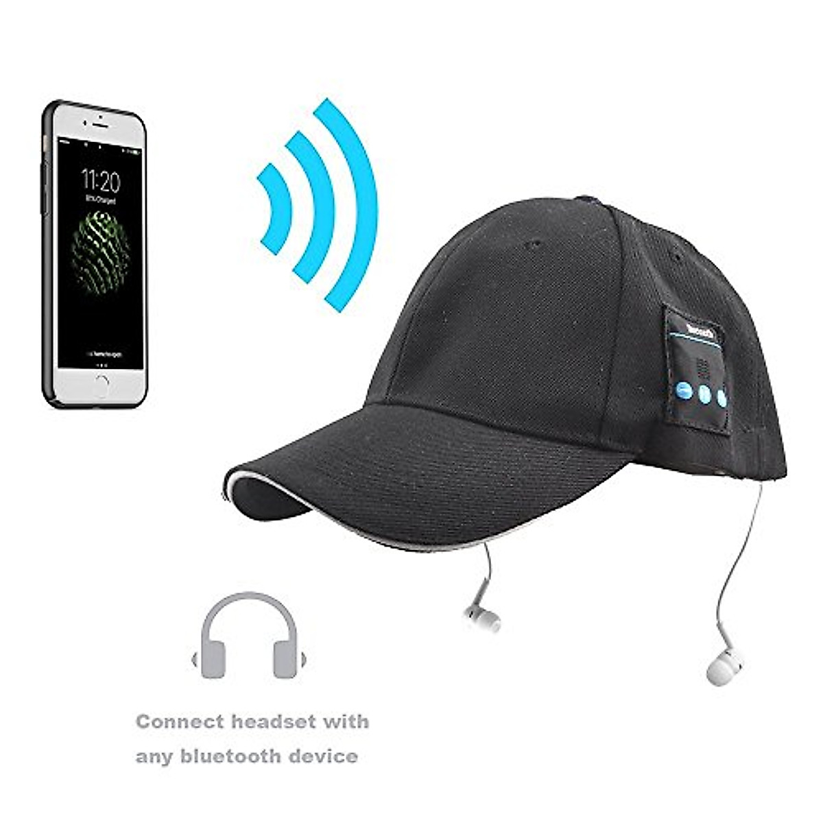 Lzcat Unisex Bluetooth Baseball Cap Sun Hat Smart Wireless Bluetooth Headset Sports Cap Music Speaker Mic Summer Cap (Grey)