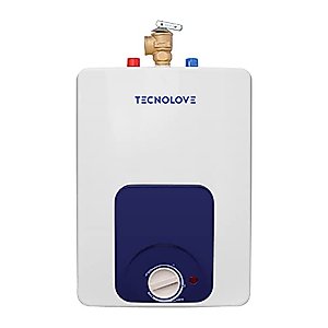 Tecnolove Mini Tank Electric Water Heater UL Listed, 1.32 Gallon (MT15) Under Sink Water Heater for Point of Use, 120V Corded Wall or Floor Mounted