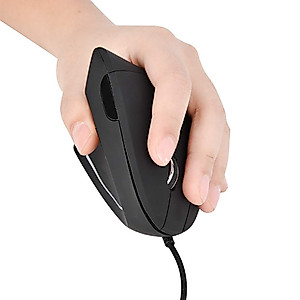 Ergonomic Vertical USB Wired Mouse, Left Handed Optical Mouse, 3 Adjustable DPI 800/1200/1600, 6 Programmable Buttons, Universal Gaming Mouse for Laptop, Desktop, Notebook, PC, Computer (Black)