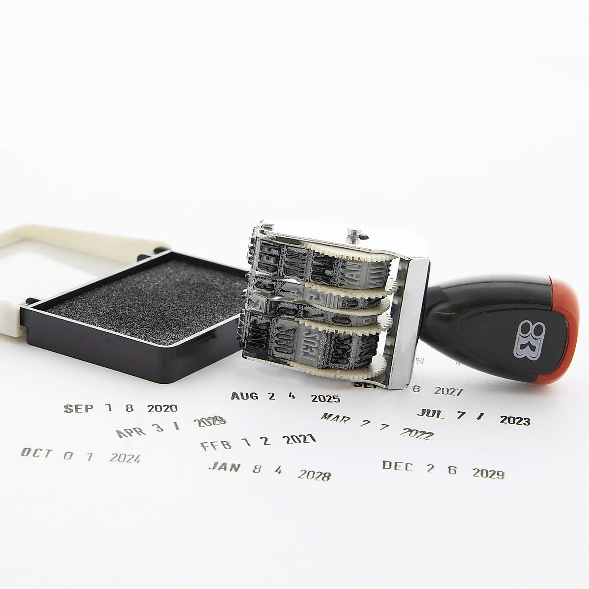 BAZIC Date Stamp and Ink Pad (Black Ink), 12 Years of Dates, Nickel-Plated Steel, Stamp Impression Size 1" x 0.15", Great for Office, Shipping, Receiving, Accounting, Expiration, Due Dates, 1-Pack