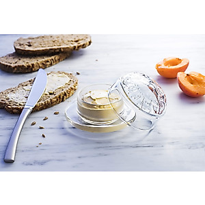 Butter Dish, Round, Clear Glass With Bee Design on Cover - By La Rochere - France