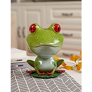 NENBOLEC Candy Dish Frog Cookie Jar Plate Statue Decor Sculpture Home Arts Gifts Polyresin Figurine Green 8 Inch