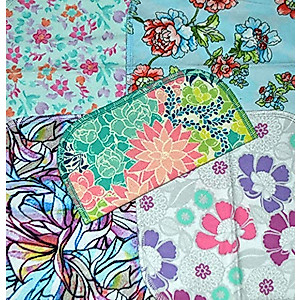 2 Ply Printed Flannel 8x8 Inches Set of 5 Little Wipes Flower Splash