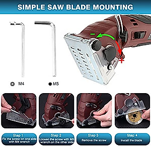 IRONWALLS Mini Circular Saw Set, 400W 3400RMP Multi-Functional Circular Saw Machine with 3PCS Carbide Tipped Blade, 110V Hand-Held Corded Electric Powered Mini Saw for Wood, Metal, Tile, PVC Plastic