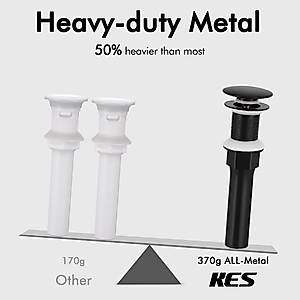 KES Black Pop Up Drain Stopper for Bathroom Sink, Sink Drain with Hair Catcher Without Overflow, 2 Pack, Matte Black, All Metal Rustproof 304 Stainless Steel, S2013D-BK-P2