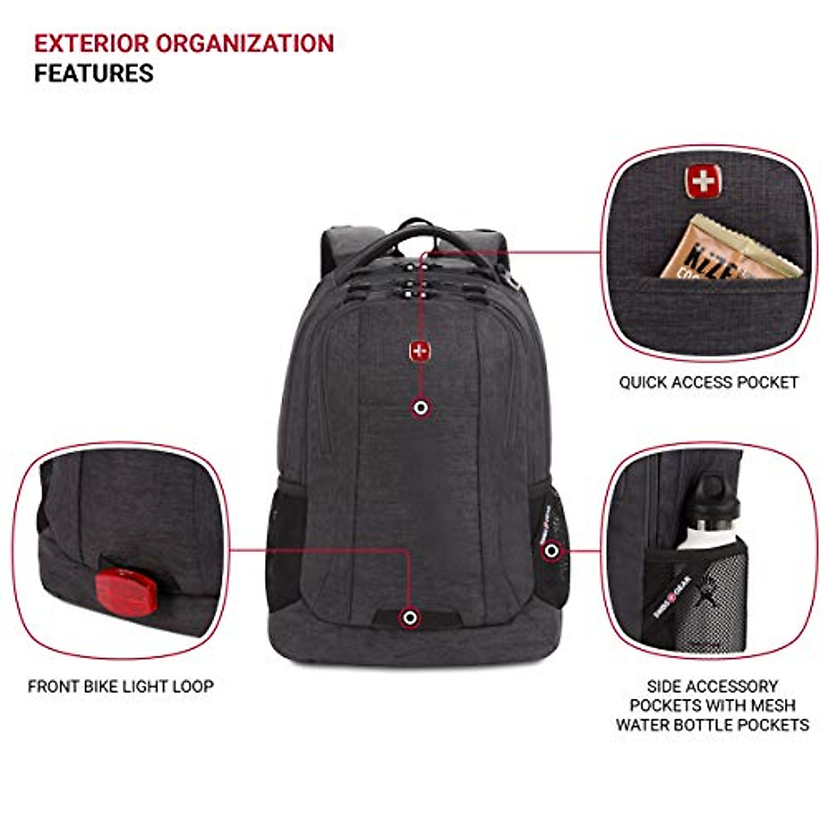 SwissGear Cecil 5505 Laptop Backpack, Charcoal, 18-Inch