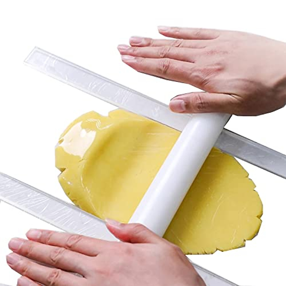 2pcs Rolling Pin Guide Sticks Set Dough Rolling Strips for Measuring Dough, Measuring Dough Balance Thickness Ruler for Baking Christmas Fondant Cookies (3mm)