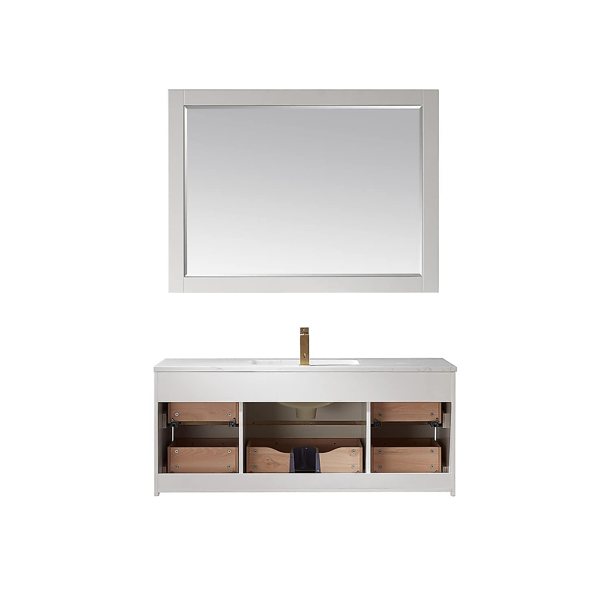 Altair Design Morgan 48" Carrara White Stone Countertop Single Vanity w/Mirror White