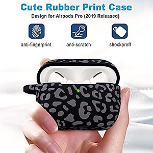 Leopard Silicone Airpods Pro Case 2019, Gawnock Soft Case Cover Flexible for iPod Pro Case Floral Print Cover for Women Girls with Keychain - Grey Leopard Cheetah