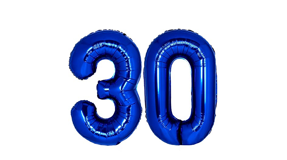 40 Inch Giant Navy Blue Number 30 Balloon, Helium Mylar Foil Number ...