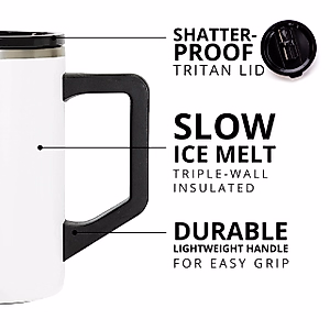 Best Valentine Coffee Mug for Her - Insulated Triple-Wall Stainless Steel Travel Cup with Handle & Ceramic Lid - Gift for Mom & Mother In Law on Valentine’s Day, Birthday & Mother’s Day - 16oz White