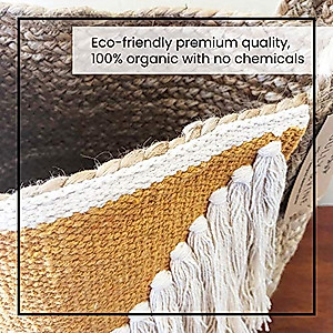 Gully And Vine Jute Basket Planter with Handles – Modern Natural Woven Boho Décor Used as Indoor Pot Plant Cover for 11 inch Pot, Storage Organizer, Toys, Laundry – 13 inch x 12 inch H x 14 inch