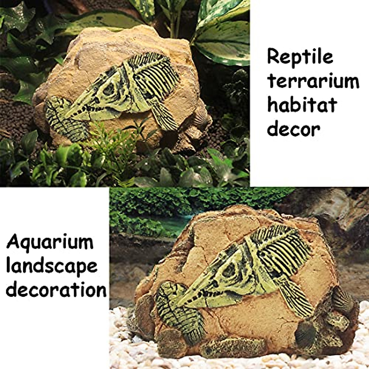 Hamiledyi Reptile Hideout Cave,Lizard Resin Rock Hiding Cave,Reptile Habitat Terrarium Decoration for Leopard Gecko Cichlids Spiders Lizards Hermit Crabs