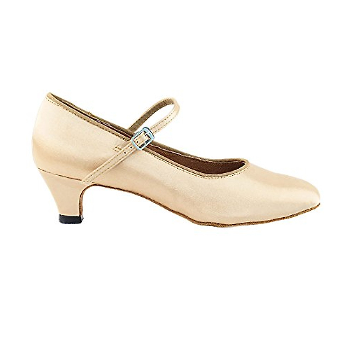 Very Fine Dance Shoes - Ladies Practice, Cuban Low Heel Ballroom Dance Shoes - 3008-1.3-inch Heel and Foldable Brush Bundle - Light Brown Satin - 4.5