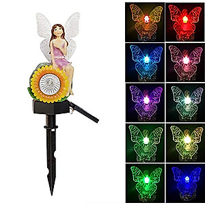ALLOMN Outdoor Solar Garden Light, Solar Stake Lights Flower Fairy Decorative Lights Multi-Color Changing Landscape Light for Patio Yard Pathway Festival Decoration(Sunflower)