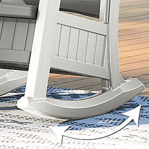 Suncast Outdoor Patio Rocking Chair with Under-Seat Storage, Stylish Faux Wood Outdoor Rocker for Patios, Dove Gray