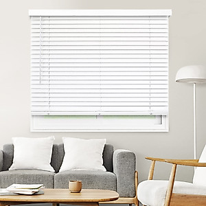 CHICOLOGY Faux Wood Blinds , Window Blinds , Wood Blinds , Window Shades , Window Treatments , Blinds & Shades , Window Shades For Home , Wooden Blinds , 39"W X 60"H, Basic White