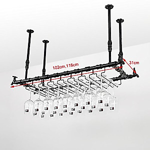 Stylish Simplicity Wine Rack Stylish Simplicity Retro Bar Restaurant Cup Holder, Bar Decoration Hanging Glass Holder, PIBM, a, 102 * 31cm