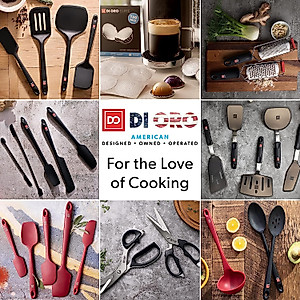 DI ORO - Large Silicone Spatula - 600ºF Heat-Resistant Spatula - Seamless Design - Pro-Grade Non-Stick Silicone Rubber with Reinforced Stainless Steel S-Core Technology (RED)