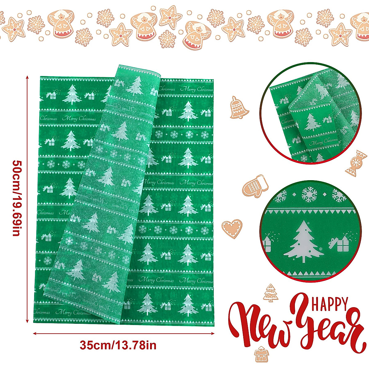 SANNIX 100 Sheets Christmas Tissue Paper Xmas Bulk Gift Wrapping Paper Bag for Christmas Gift Wrapping Boxes DIY Crafts Birthday Holiday Decoration 19.7 ×13.8 Inch (10 Patterns)