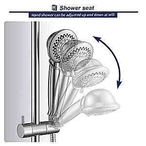 High Pressure Shower Heads with handheld Combo Brushed Nickel HOMELODY Dual Shower Head 5-Setting 4” Showerheads & Handheld Showers with 304 Stainless Steel Shower Slide Bar and 60” Shower Hose