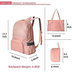 Travel Lite FOLDABLE LIGHTWEIGHT DURABLE WATER RESISTANT TRAVEL BACKPACK | PACKABLE BACKPACK | DAYPACK (Navy Blue)