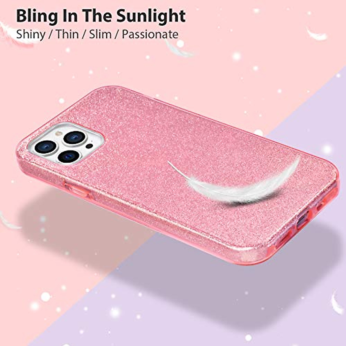 MATEPROX Compatible with iPhone 12 Pro case Compatible with iPhone 12 Cases Glitter Bling Sparkle Cute Girls Women Protective Cover (Pink)