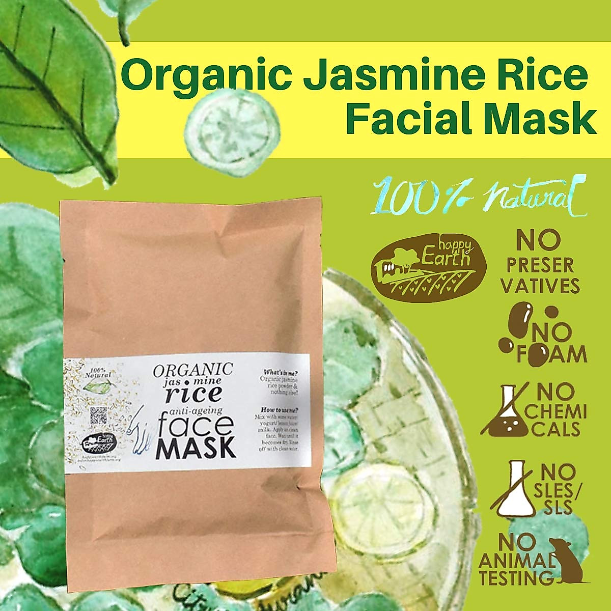 Organic Jasmine Rice Powder - Face Mask, Dry Shampoo Powder, Rice Water Rinse & Body Scrub