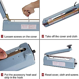 20 Inches Heat Seal Closer Impulse Sealer Accessories | 1 Wire Element and 1 Teflon Tapes (20 Inch)