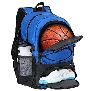 DAFISKY Basketball Backpack with Ball Compartment – Large Basketball Bag with Shoes compartment Sports Equipment Bag for Soccer Ball,Volleyball,Gym,Outdoor,Travel(blue)