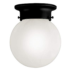 Design House 588483 Traditional 1 Indoor Ceiling Mount Globe Light Dimmable for Bedroom Dining Room Kitchen, No Pull Chain, Matte Black