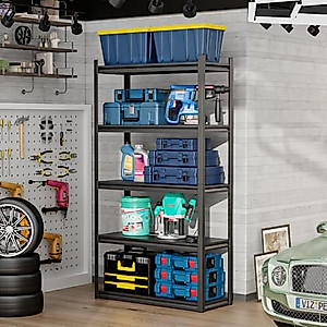 Welfiya 72H Heavy - Duty Shelving: Ultimate for Garage Storage. Sturdy, Durable, Easy - to - use. Ideal for Plastic Bins & Tool Storage in garages, Warehouses & basements. (002, 24D*47W*72H)