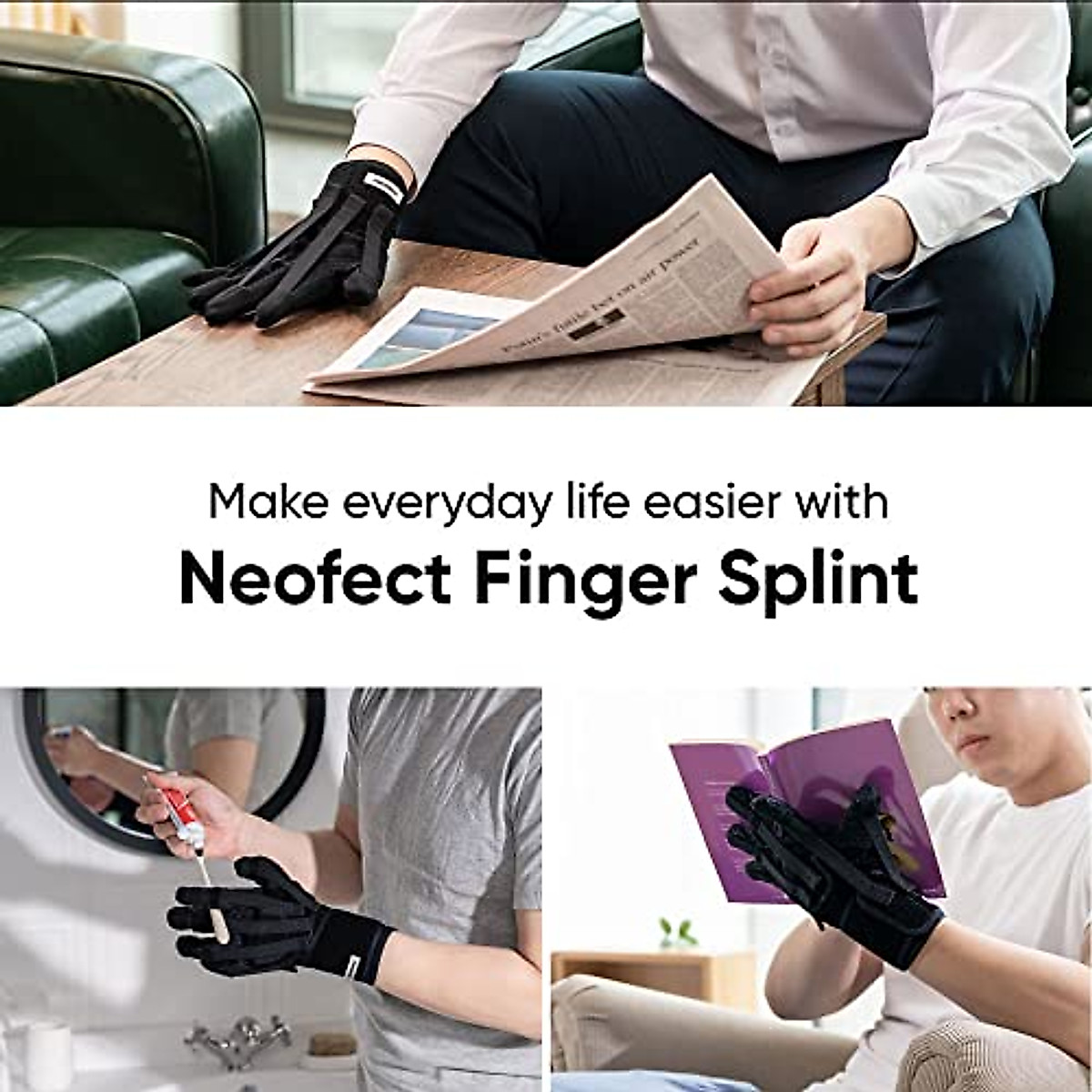 Neofect Finger Splint for Spastic Fingers Medium Right - Stroke Recovery Equipment , Finger exerciser, hand strengthener, finger regabilitation gloves, stroke hand splint, finger straightener, finger exetension exerciser, radial nerve palsy splint