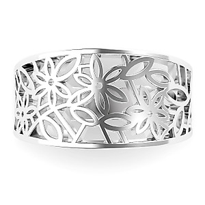 Metal Factory Sz 8 Sterling Silver 925 Victorian leaf Filigree Ring w/Rhodium Plating