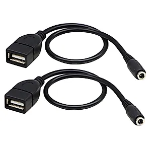 zdyCGTime USB 2.0 AFemale to DC 3.5x1.35mm Female Adapter Cable 5 Volt DC Barrel Power Jack Charging Cable for Tablet, Electronic Dog, Access Control Attendance (28CM/11inch F/F, DC 3.5x1.35mm-2packs)