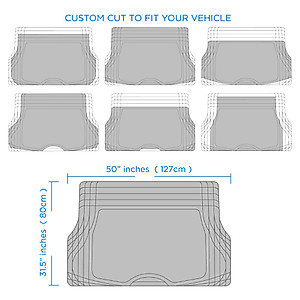 Motor Trend Original FlexTough Black Rubber Car Floor Mats with Cargo Liner - All Weather Automotive Floor Mats, Heavy Duty Trim to Fit Design, Odorless Floor Liners for Cars Truck Van SUV