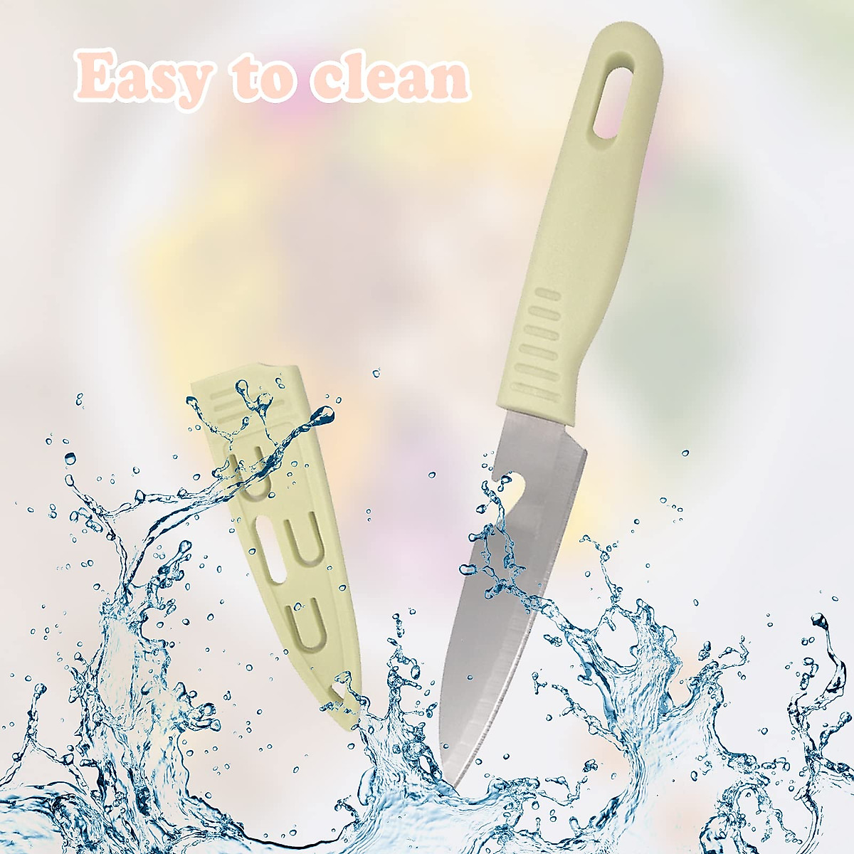 Lomgwumy Paring Knife, 3 Sharp and Durable Fruit Knife, with Scabbard, Simple and Beautiful, Fruit Knives Small is Suitable for Most Vegetables, Fruits and Meat (Pink, Blue, Green)