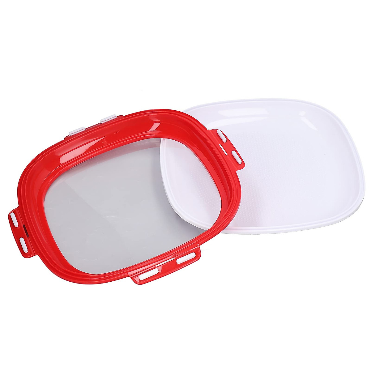 Food Preservation Trays, Food Grade TPU Plastic Wrap, Reusable Food Storage Container Stackable Fridge Organizer Case for Kitchen(Red)