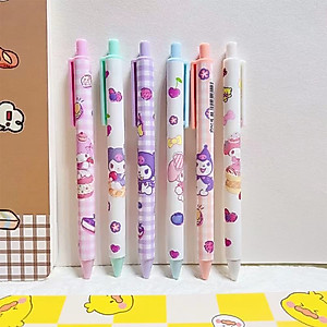 FETELAZ Cute Melody Kuromi Accessories School Supplies, Including Notebook Pencil Case Pens Stickers Button Pins Lanyard Keychain Ruler Bookmarks Phone Ring Holder