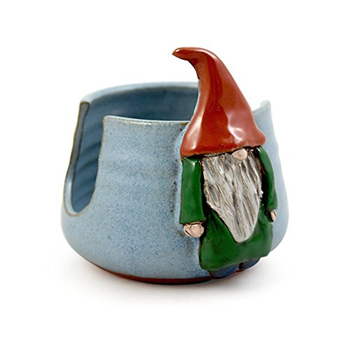 American Handmade Pottery Kitchen Sponge Holder, Garden Gnome Motif