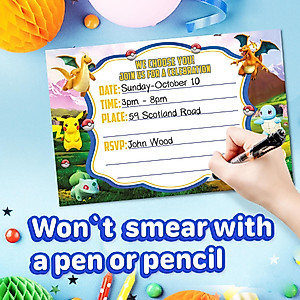 Set of 20 Anime -Themed Happy Birthday Invitation Cards & Envelopes - Lightweight (240g), Postcard Style Invites for the Perfect Party Pack