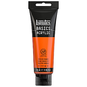 Liquitex BASICS Acrylic Paint, 118ml (4-oz) Tube, Vivid Red Orange