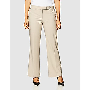 Calvin Klein Women's Classic Fit Straight Leg Lux Suit Pant, Khaki, 8 Petite