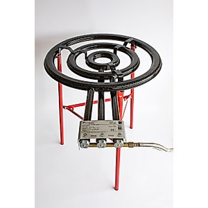 Vaello by Castevia Imports Paella Pan Enamelled + Paella Gas Burner and Stand Set - Complete Paella Kit for up to 40 Servings (Nonstick)