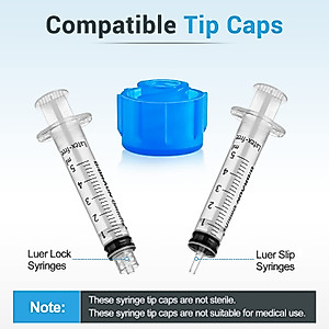 creahub 100 PCS Syringe Tip Caps, Syringe Cap Luer Connector Caps for Luer-Lock syringes and Luer-Slip syringes, Non-Sterile (Blue)