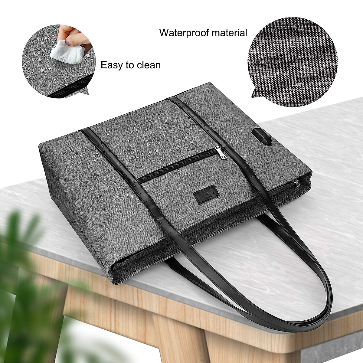 TANTO Laptop Tote Bag, Women Work Bag 15.6 Inch Laptop Bag with USB Charging Port Teacher Bag Computer Bag Professional Handbag Waterproof Shoulder Bag Satchel Purse